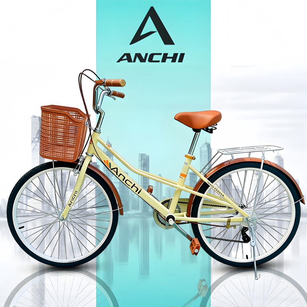 ANCHI จักรยานแม่บ้าน 24/26นิ้ว จักรยาน พร้อมตะกร้า จักรยานสำหรับผู้ใหญ่ ...
