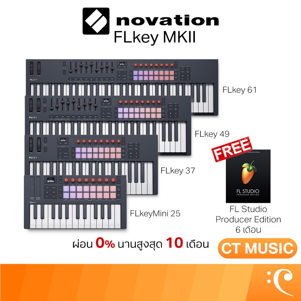 Novation FLKEY 2 37 / 49 / 61 / Mini MK3 Midi Keyboard คีย์บอร์ดใบ้ FL ...