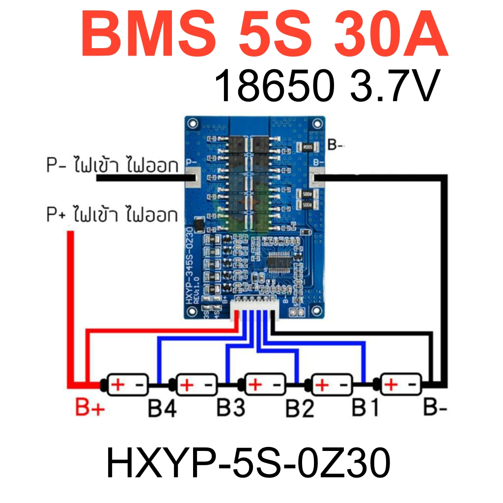 BMS 5S 30A จากโรงงาน HXYP แท้ BMS วงจรป้องกันแบตเตอรี่ Lithium Li-ion ...