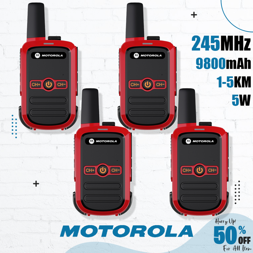 【Sets of 4】วิทยุ Motorola เครื่องส่งรับวิทยุแบบชาร์จไฟได้ 245MHz, 0.5 ว ...