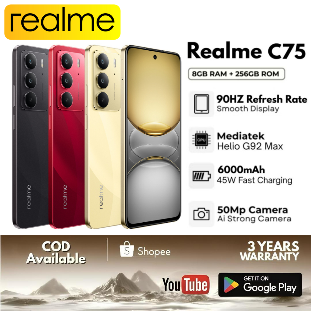 [ใหม่] Realme C75 5G (8GB+256GB)| Chipset MTK Helio G92 Max กล้องชัด 50MP+Flickerกันน้ำกันฝุ่น ...
