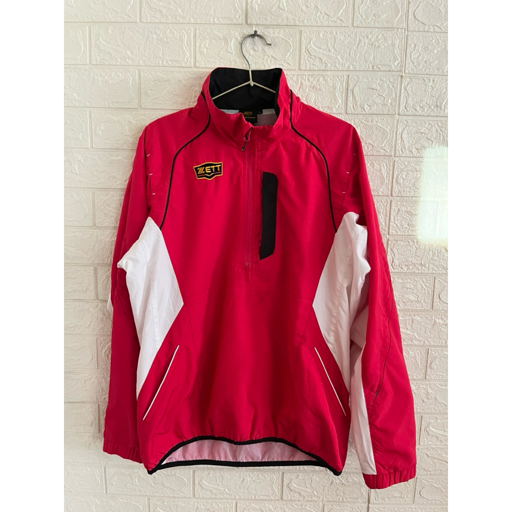 เสื้อคลุมผ้าโพลีมีซับตาข่ายซิปครึ่ง zett สีแดง ไซร้L รอบอก46“ | Shopee Thailand