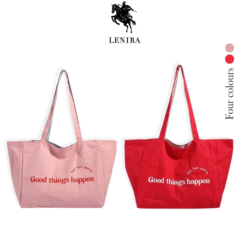 Lenira (B2438) กระเป๋าสะพายผ้าใบใหญ่/ผ้าลายทาง/ใช้ได้2ด้าน | Shopee ...