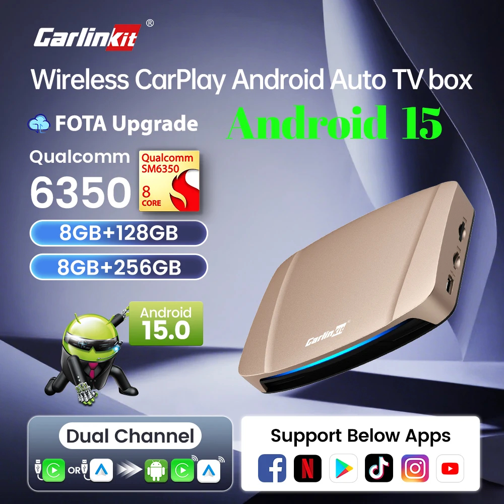 CarlinKit 2025 ใหม่ Qualcomm SM6350 Android 15 Ultra 8GB+256GB CarPlay ...