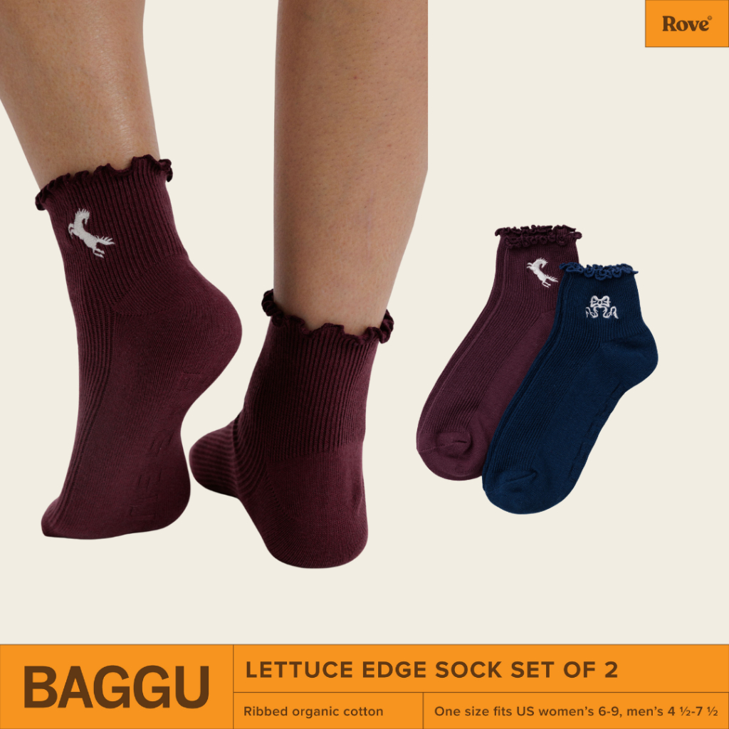 (พร้อมส่ง) BAGGU Lettuce Edge Sock Set Of 2 ถุงเท้าเซตคู่สุดน่ารัก ...