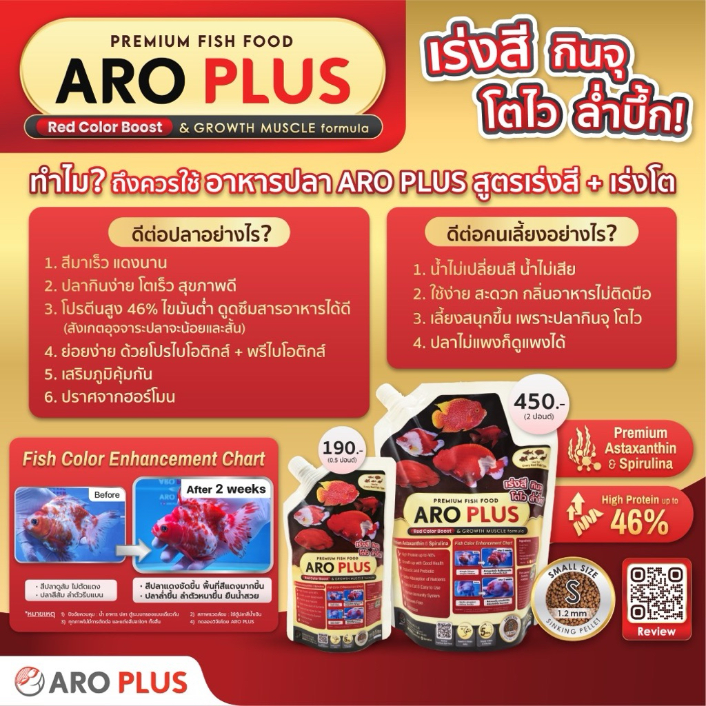 อาหารปลา ARO PLUS สูตร Red Color Boost Growth Muscle formula | Shopee ...