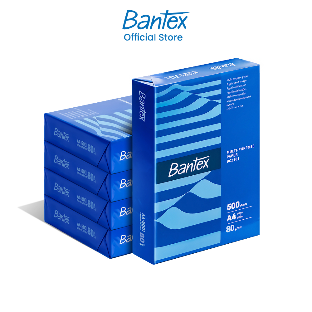 Bantex กระดาษ A4 80แกรม กระดาษถ่ายเอกสาร 1กล่อง/5รีม จำนวน 500 แผ่นใน1 ...