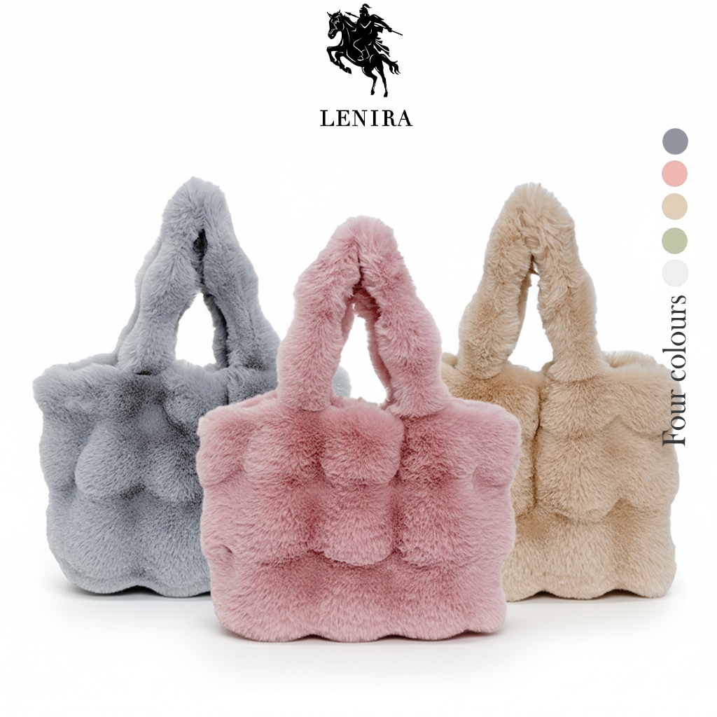 Lenira(B2518) กระเป๋าถือสะพายไหล่ผ้าขนมิ้งค์ ขนาด15 นิ้ว | Shopee Thailand