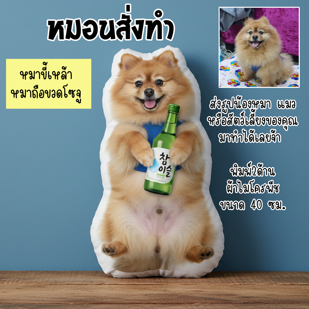 สั่งทำ ส่งรูปมาทำ Custom ตุ๊กตาไดคัท พิมพ์สองด้าน หมอนตุ๊กตา ถือขวด ...
