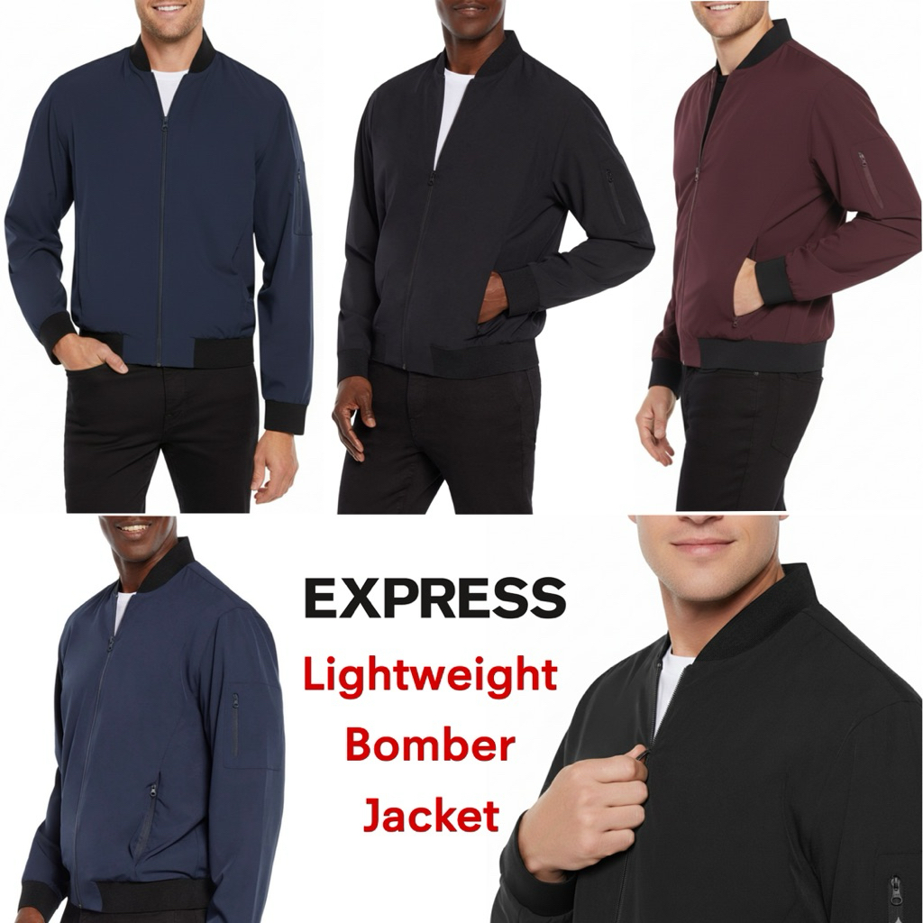 เสื้อแจ็คเก็ตแขนยาว Express Men's Lightweight Bomber Jacket | Shopee ...