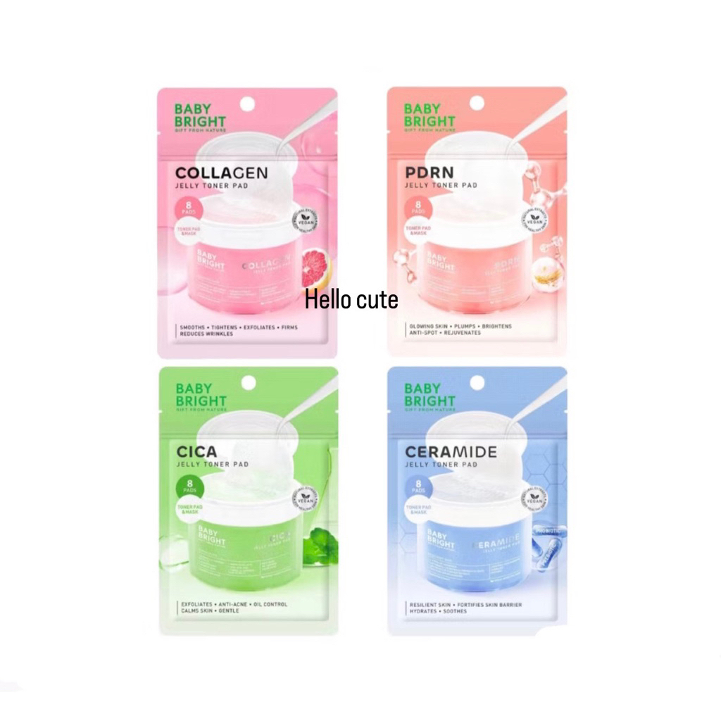 (1 ซอง) เบบี้ไบร์ท โทนเนอร์คอลลาเจนแพด สูตรเจลลี่ Toner Pad Baby Bright ...
