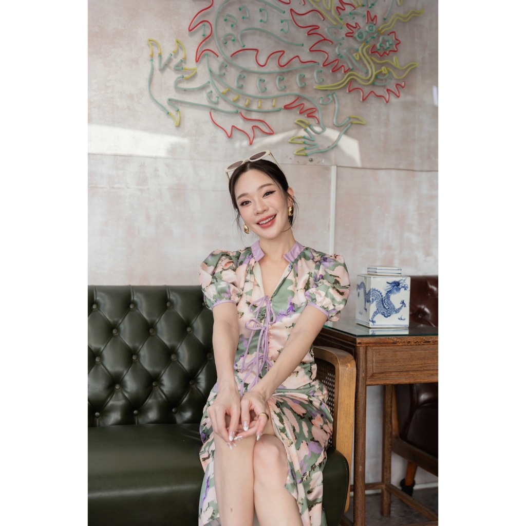mini.m ชุดเดรส ตรุษจีน ลายดอก Ping Ping dress | Shopee Thailand