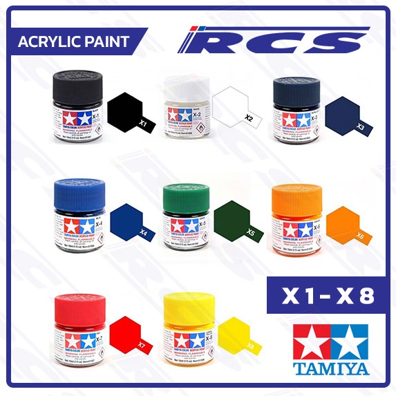 สีอะคริลิค TAMIYA ACRYLIC X-1 81501, X-2 81502, X-3 81503, X-4 81504, X ...