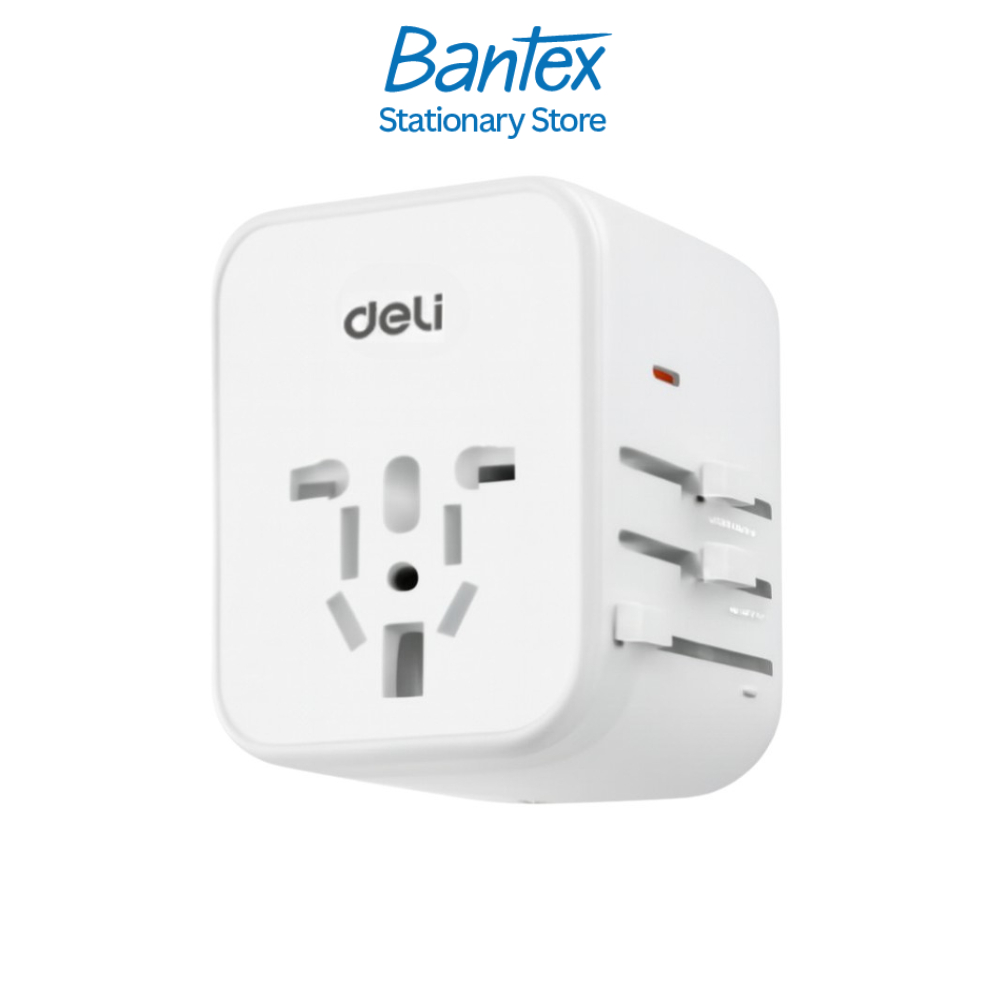 Deli หัวแปลงปลั๊กไฟ อะแดปเตอร์แปลงไฟ ใช้ได้ทั่วโลก ปลั๊กแปลง USB TypeC ...