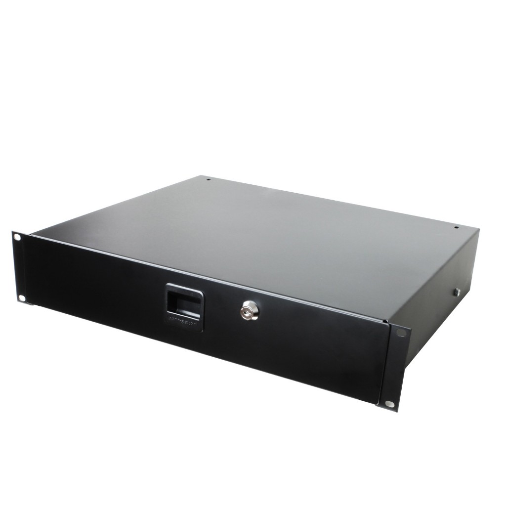 ลิ้นชักสีดำขนาด 2U พร้อมสลักและกุญแจล็อค 2U Black Rack Drawer with Slam ...