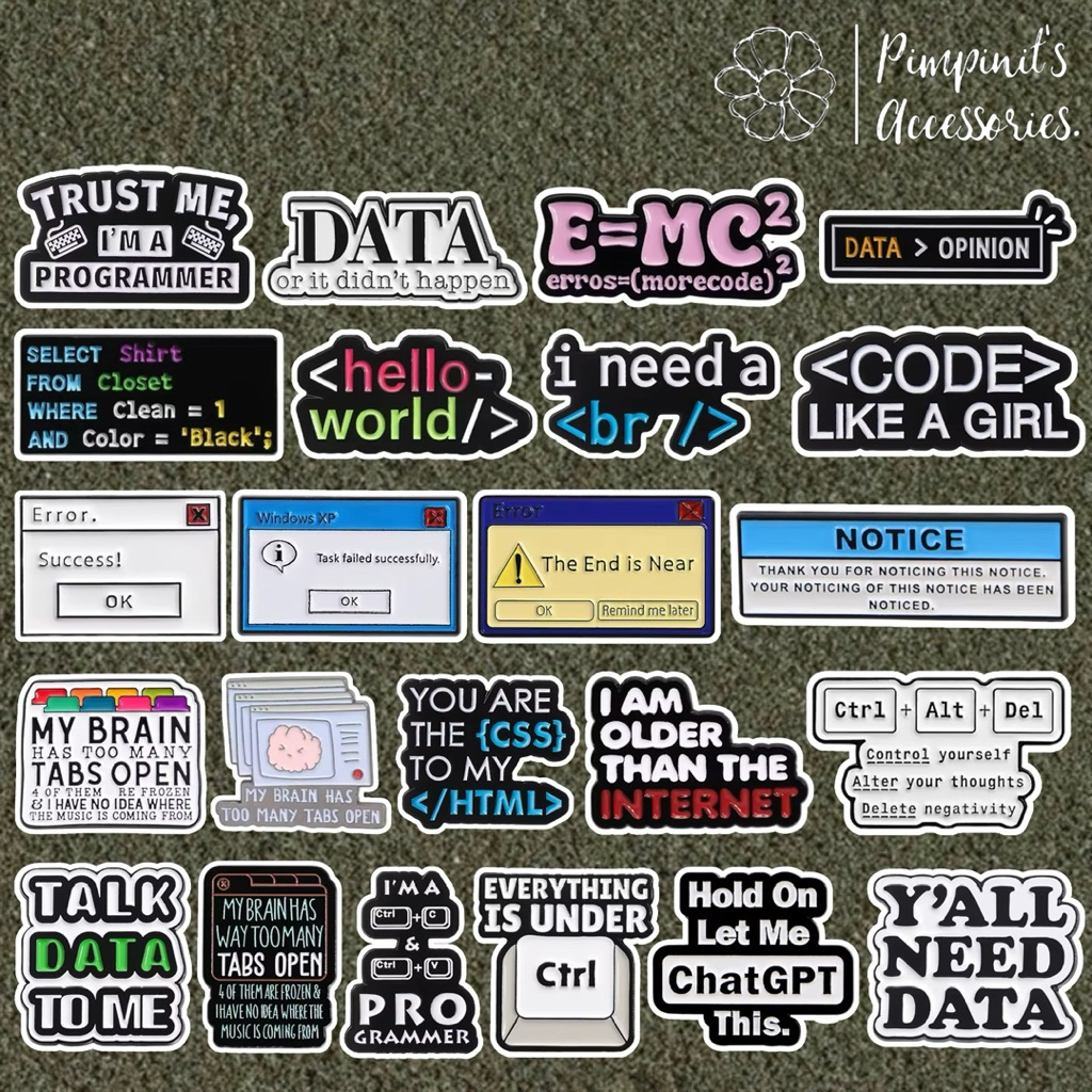 ร้านในไทยพร้อมส่ง : เข็มกลัดลายโปรแกรมเมอร์และเมนูคอมพิวเตอร์ ...