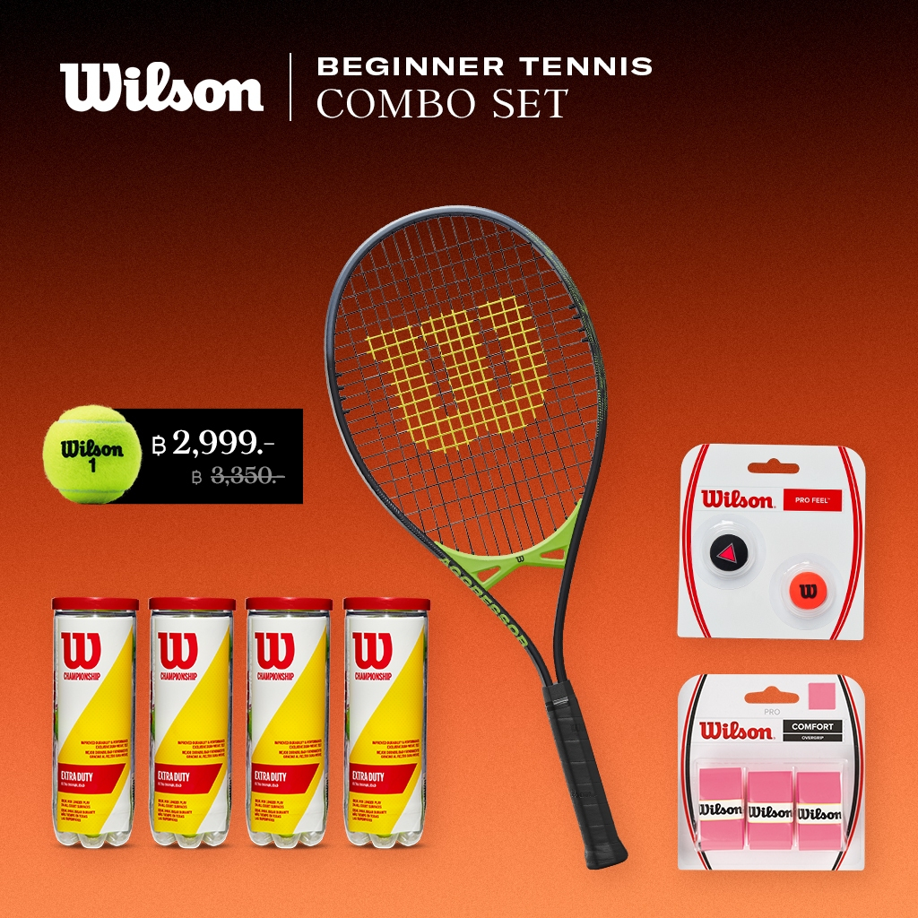 WILSON Beginner Kit ไม้เทนนิส Aggressor Grip 2 Combo Set Official Store ...