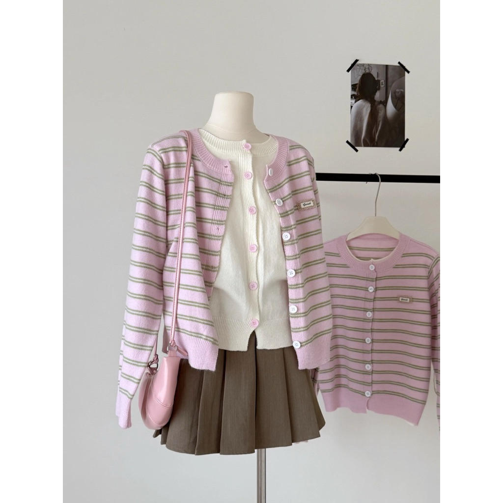 Somedays | 🍵🍓Dalgi Cardigan คาร์ดิแกนไหมพรม เลเยอร์2ชั้น เย็บติดสีครีม ...