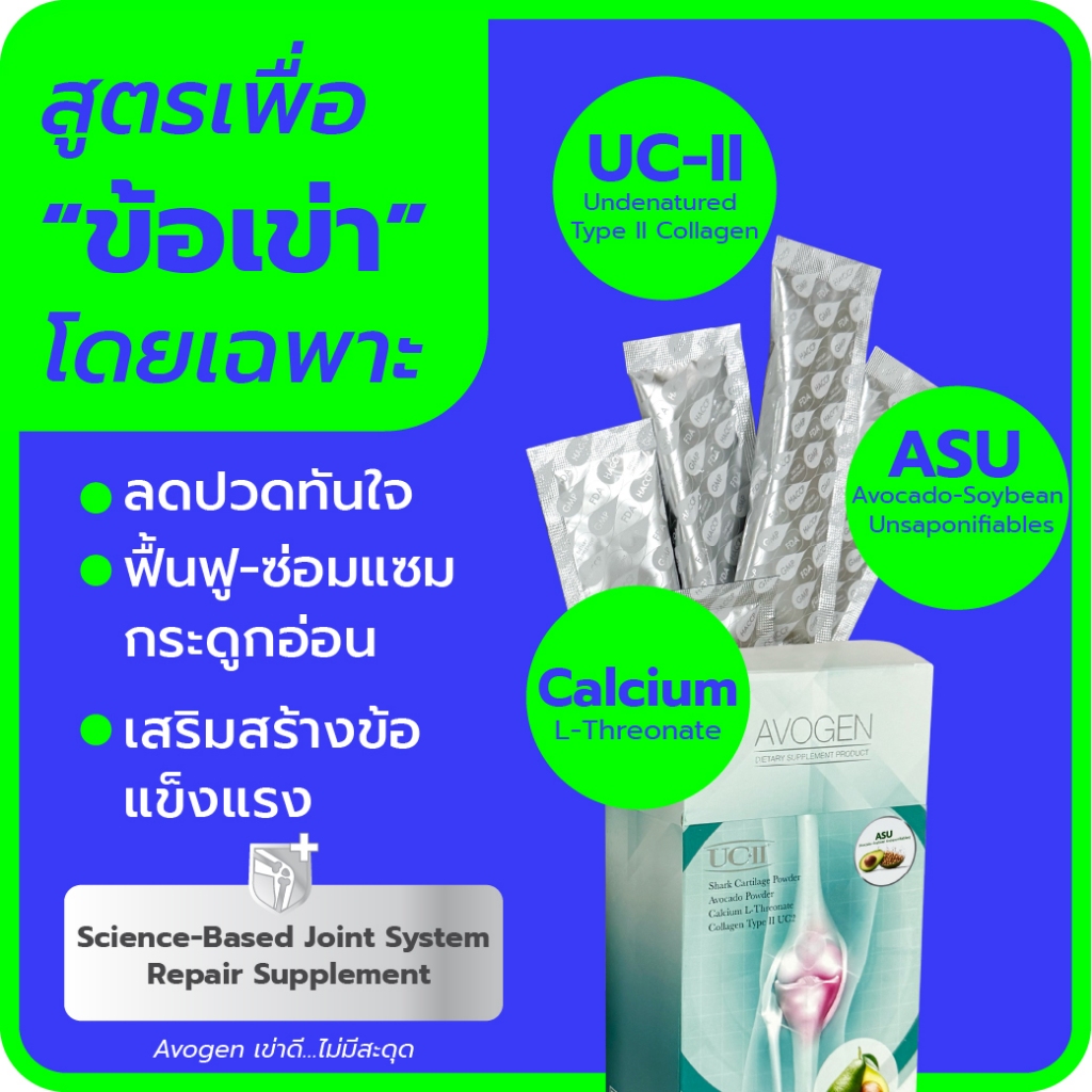 (Promotion 1 กล่อง) Avogen > UCII, ASU, Calcium L-Threonate อาหารเสริม ...