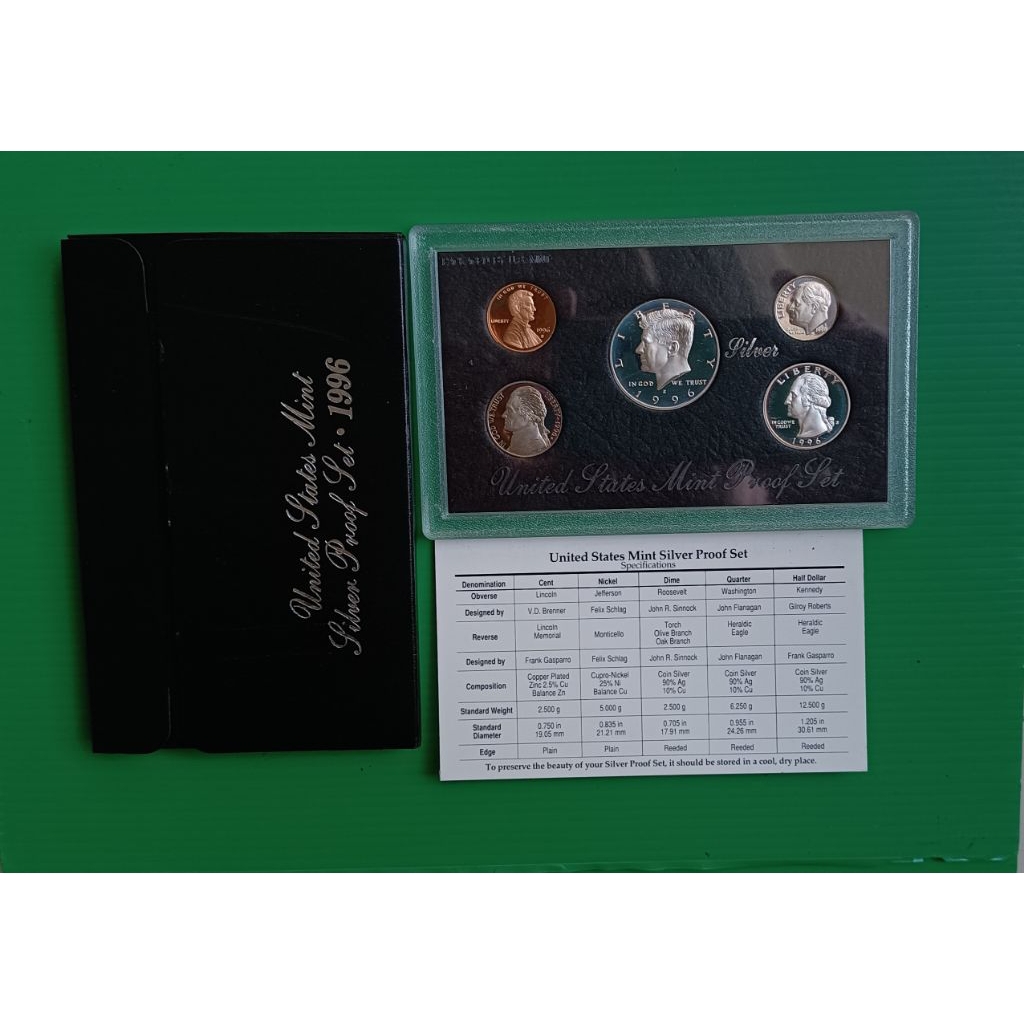 ชุดเหรียญขัดเงา United States Mint Proof Set 5 Coins 1996S Washington ...