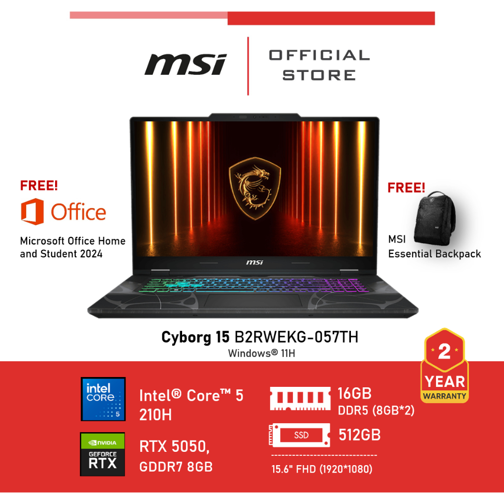 MSI Cyborg 15 B2RWEKG-057TH (NVIDIA® GeForce RTX™ 5050 Laptop GPU ...