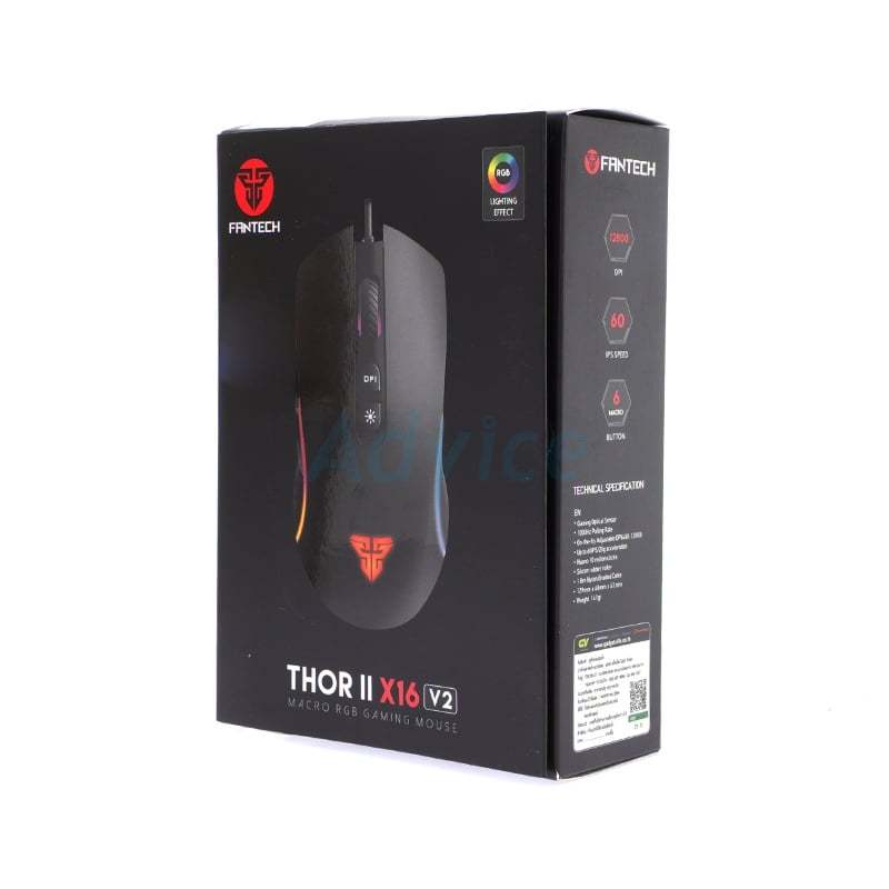 MOUSE FANTECH X16 V2 THOR II RGB BLACK | Shopee Thailand