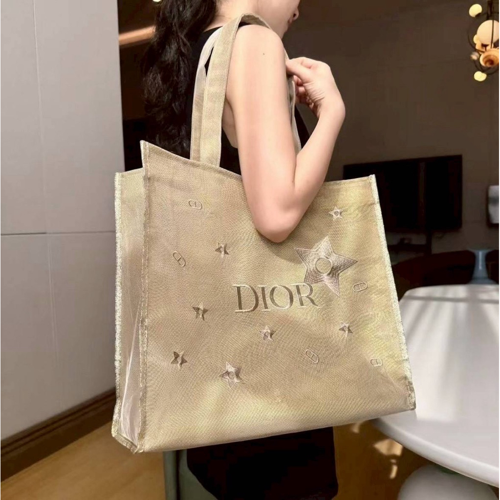 Dior VIP Tote Bag Exclusive - สีทอง ลายดาว | Shopee Thailand