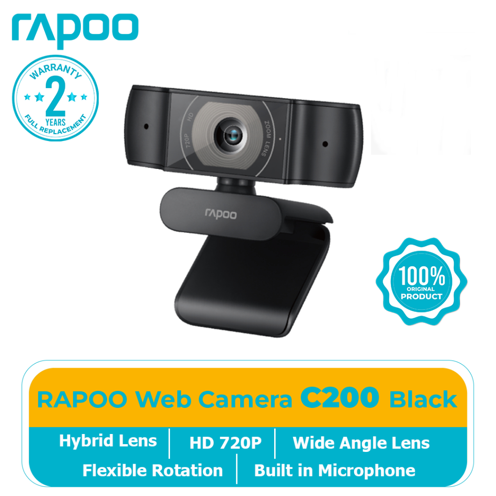Rapoo รุ่น C200 Web Camera Full HD 720P กล้องเว็บแคม หมุน 360° ปรับแสง ...