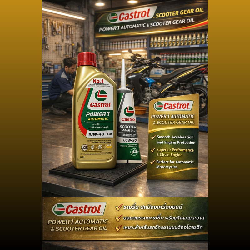 น้ำมันเครื่อง +เฟืองท้าย คาสตรอล CASTROL POWER1 10W-40 น้ำมันเครื่อง ...