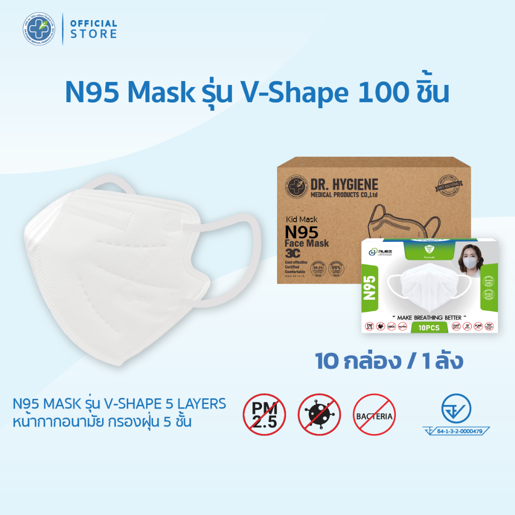 [Official] Dr. Hygiene N95 Mask หน้ากากอนามัยกรองฝุ่น N95 5ชั้น รุ่น V ...