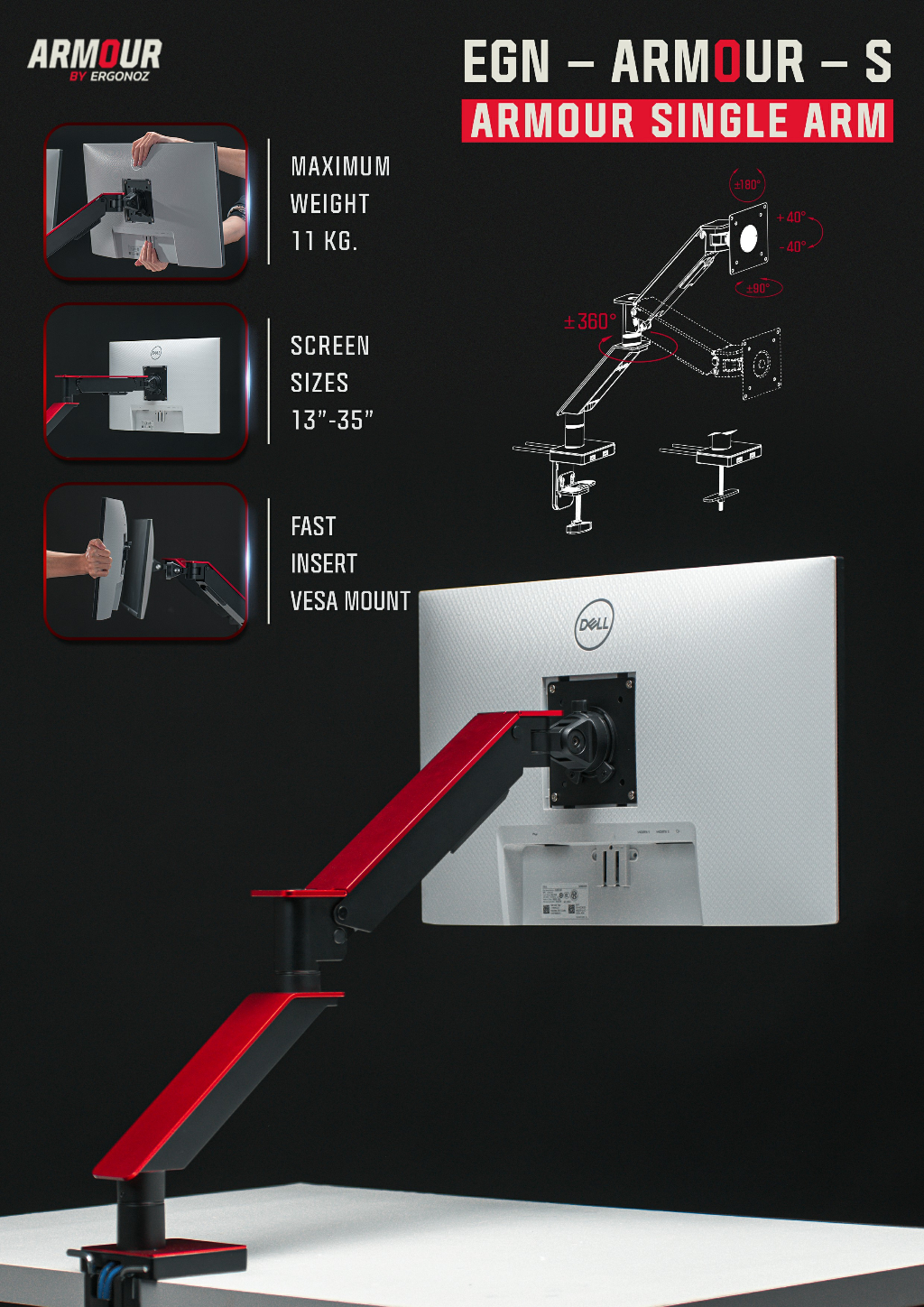 ERGONOZ ของแท้ 100% แขนจับจอ ขาตั้งจอคอมพิวเตอร์ Monitor Arm รุ่น ...