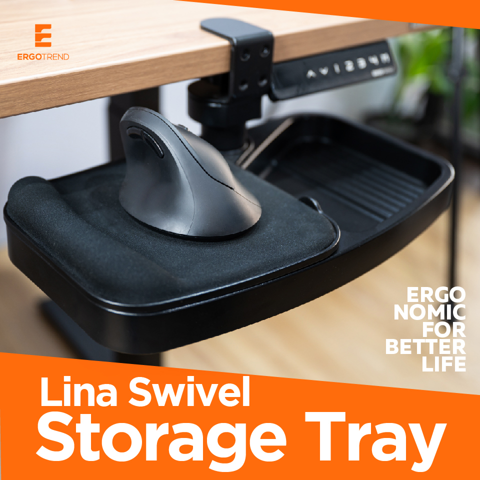 Ergotrend Lina Swivel Storage Tray (ที่รองเมาส์ แบบหนีบโต๊ะ มีช่องจัด ...