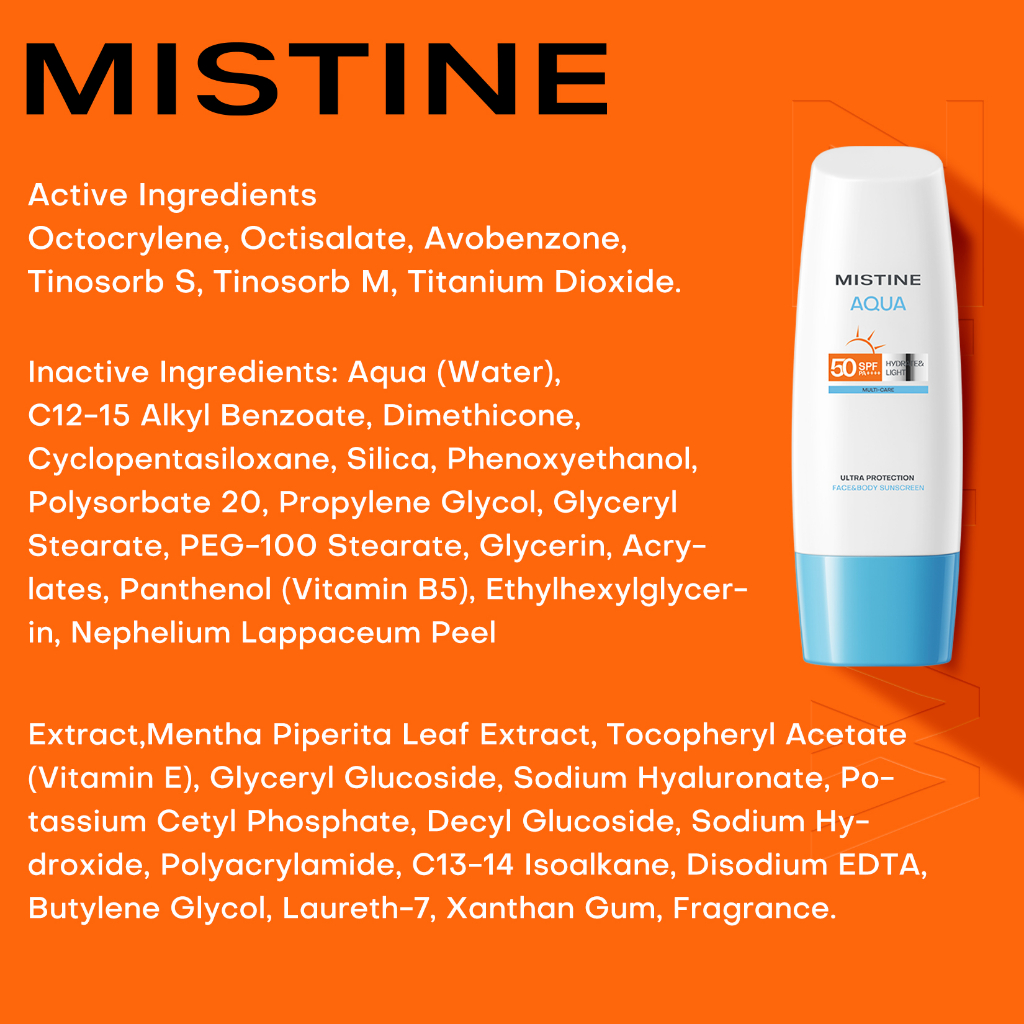 [สินค้าหมดอายุ 13/04/26] MISTINE AQUA BASE ULTRA PROTECTION HYDRATING FACE&BODY SUNSCREEN SPF50 ...