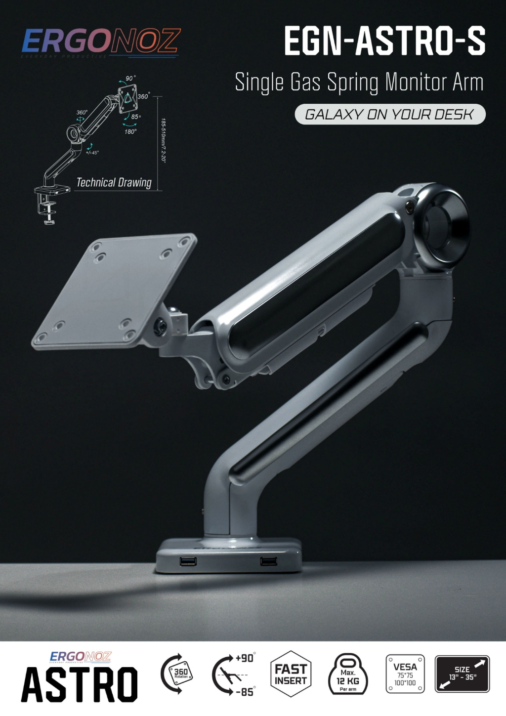 ERGONOZ แขนจับจอ ขาตั้งจอคอมพิวเตอร์ Monitor Arm รุ่น ASTRO สำหรับหน้าจอ 13 - 35 นิ้ว | Shopee ...