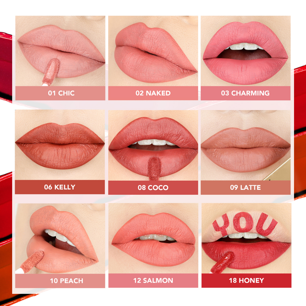 YOU Rouge Velvet Matte Lip Cream เนื้อเนียน บางเบา แห้งเร็ว มีสารสกัด ...