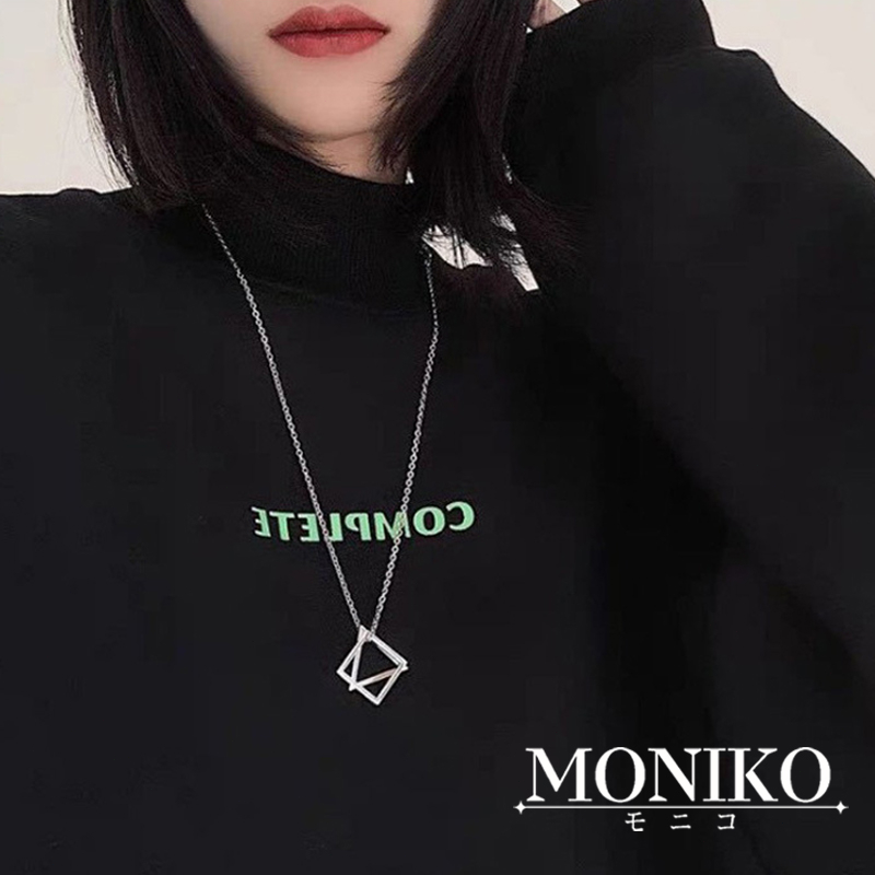 MONIKO สร้อยคอสร้อยคอจี้เหล็กไทเทเนียมรูปเรขาคณิต สไตล์ฮิปฮอป | Shopee ...