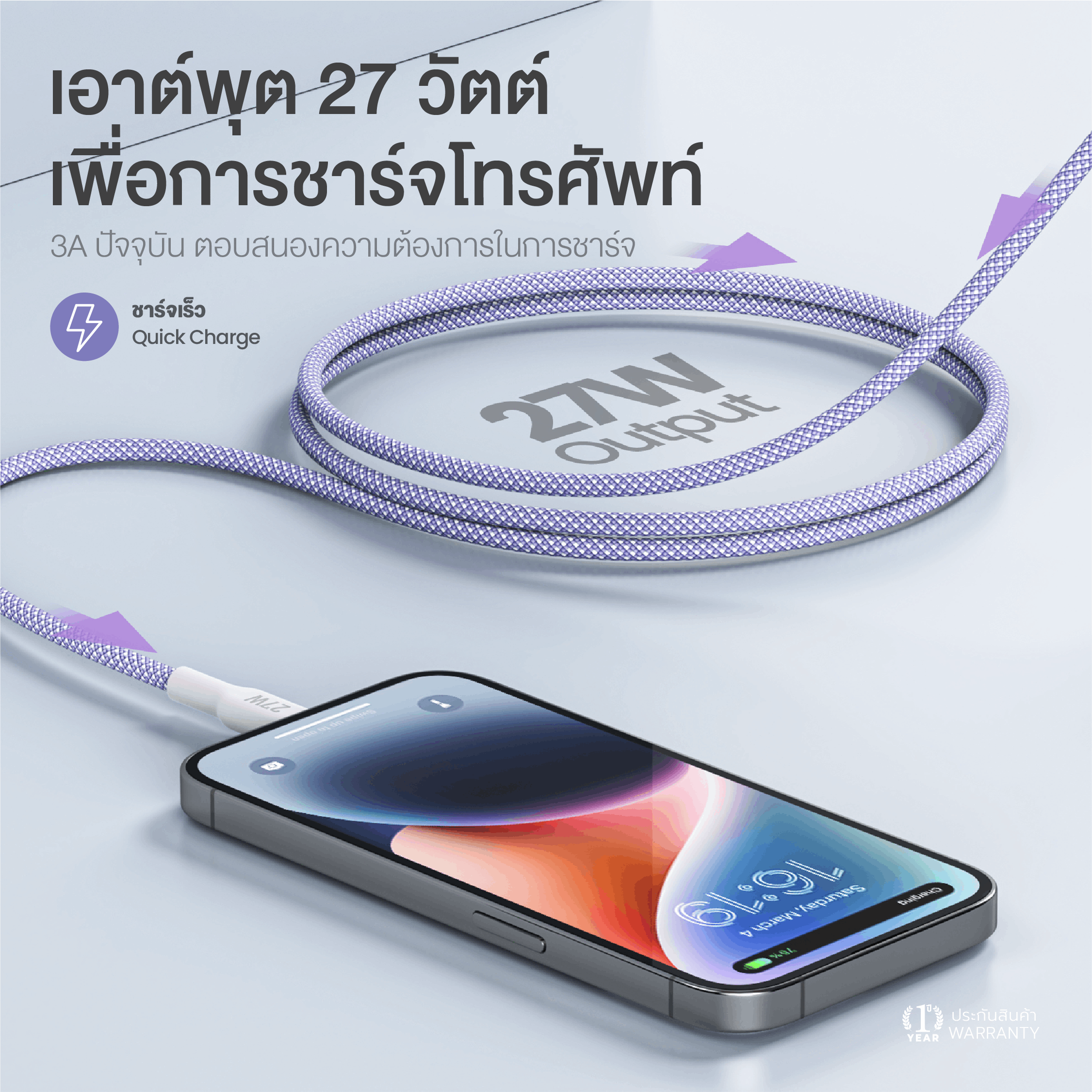 ALPHA·X ALUSB-CC2/CL2 สายชาร์จเร็ว PD60W/PD27W สายชาร์จUSB-C to C/L ยาว ...