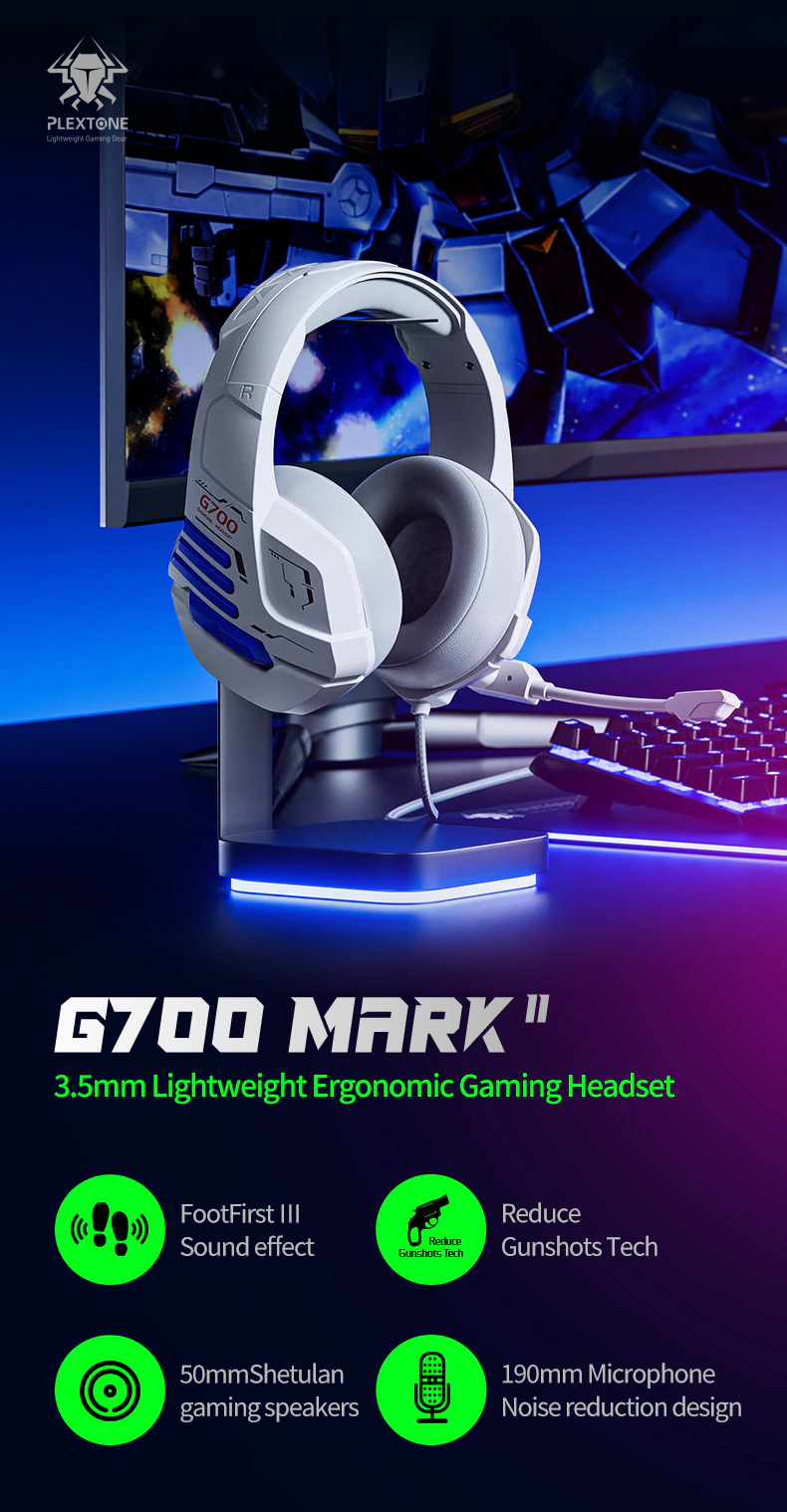 Plextone G700 Mark II หูฟังเกมมิ่ง หูฟังเฮดโฟน ไมโครโฟนปรับได้ ระบบ ...