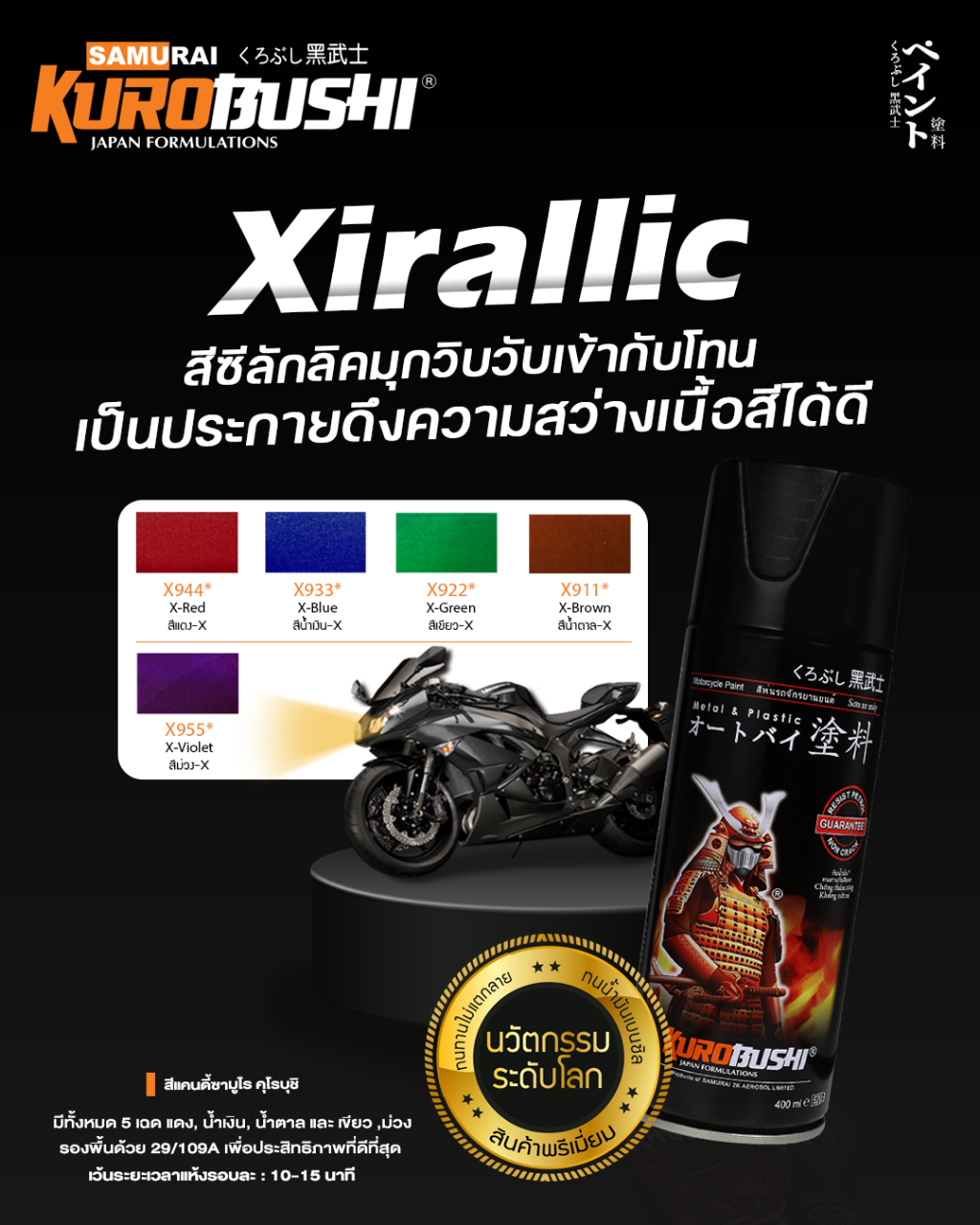X933 สีน้ำเงินซีรัลลิก X-Blue Xirallic สีมอเตอร์ไซค์ สีสเปรย์ซามูไร คุโรบุชิ Samuraikurobushi ...