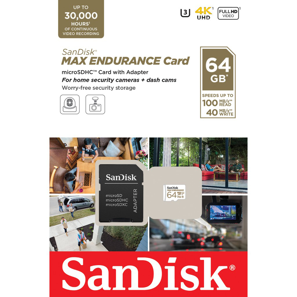 SanDisk Micro SD Card SDHC SDXC MAX ENDURANCE 4K ( 32GB, 64GB, และ ...
