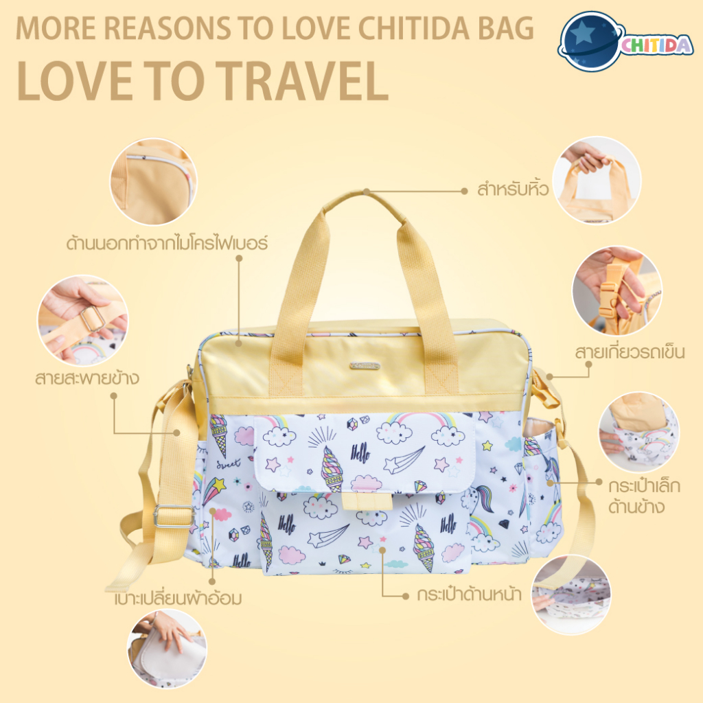 Chitida กระเป๋าสัมภาระคุณแม่และลูกน้อย มีเบาะเปลี่ยนผ้าอ้อมชนิดพกพา ...