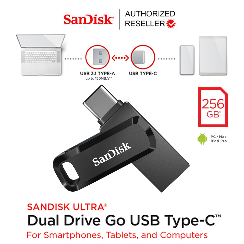SanDisk Ultra Dual Drive Go 256GB USB3.1 Gen1 Flash Drive TypeC Speed ...