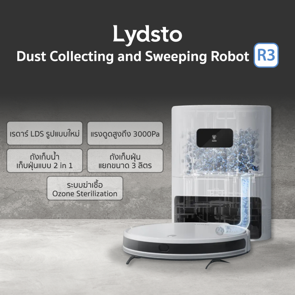[ลดเหลือ 10990] Lydsto Robot R3 หุ่นยนต์ดูดฝุ่น ถูพื้น พร้อมถังเก็บฝุ่น ...