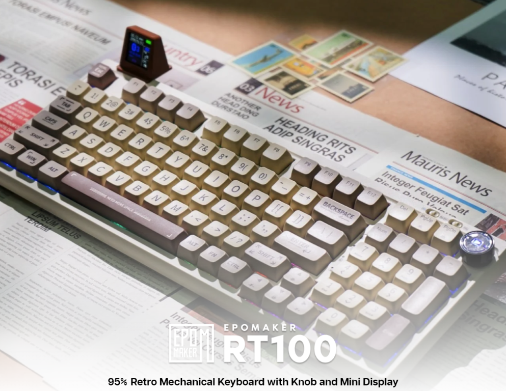 EPOMAKER RT100 / 95% Retro Mechanical Keyboard with Knob and Mini ...