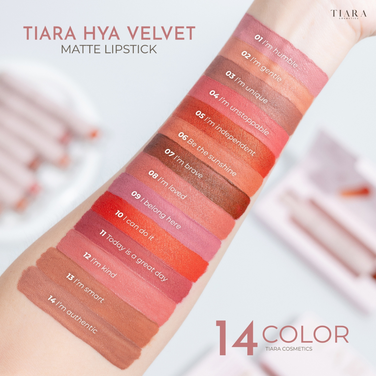 TIARA Cosmetics HYA Velvet Matte Lipstick ลิปสติก ลิปแมท ผสมไฮยาลูรอน ...
