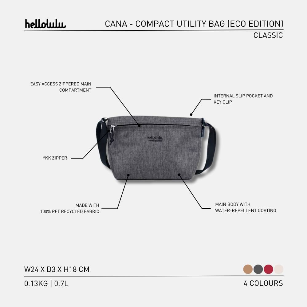 Hellolulu รุ่น CANA (ECO Edition) - Compact Utility Bag (BC-H50372) กระเป๋าสะพายข้าง สะพายไหล่ ...