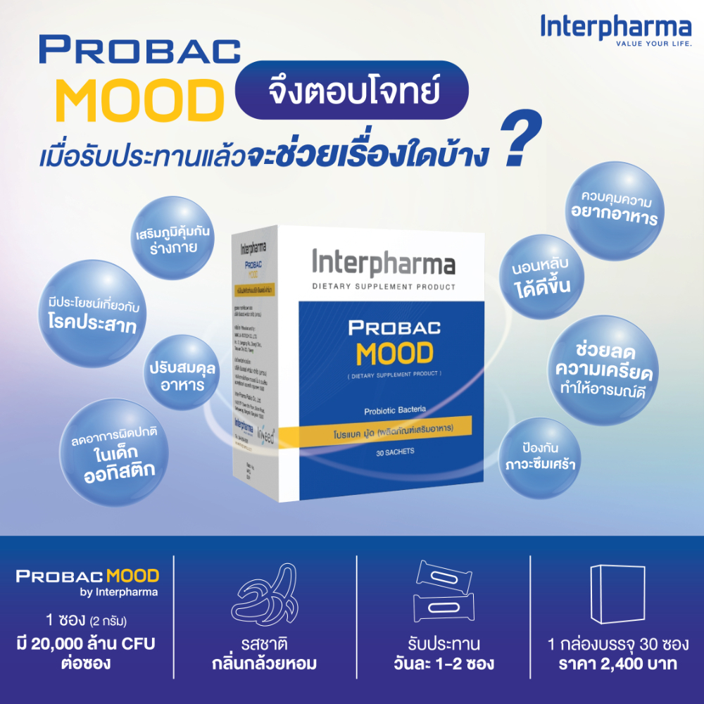 Probac Mood คุณภาพการนอนดีขึ้น ลดเครียด ป้องกันซึมเศร้า อาหารเสริมช่วย ...