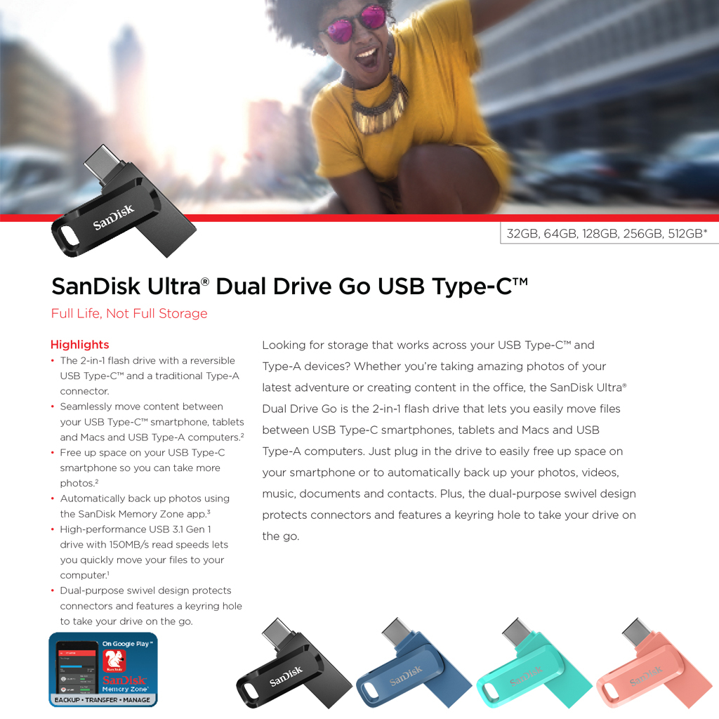 SanDisk Ultra Dual Drive Go 128GB USB3.1 Gen1 Flash Drive TypeC Speed ...