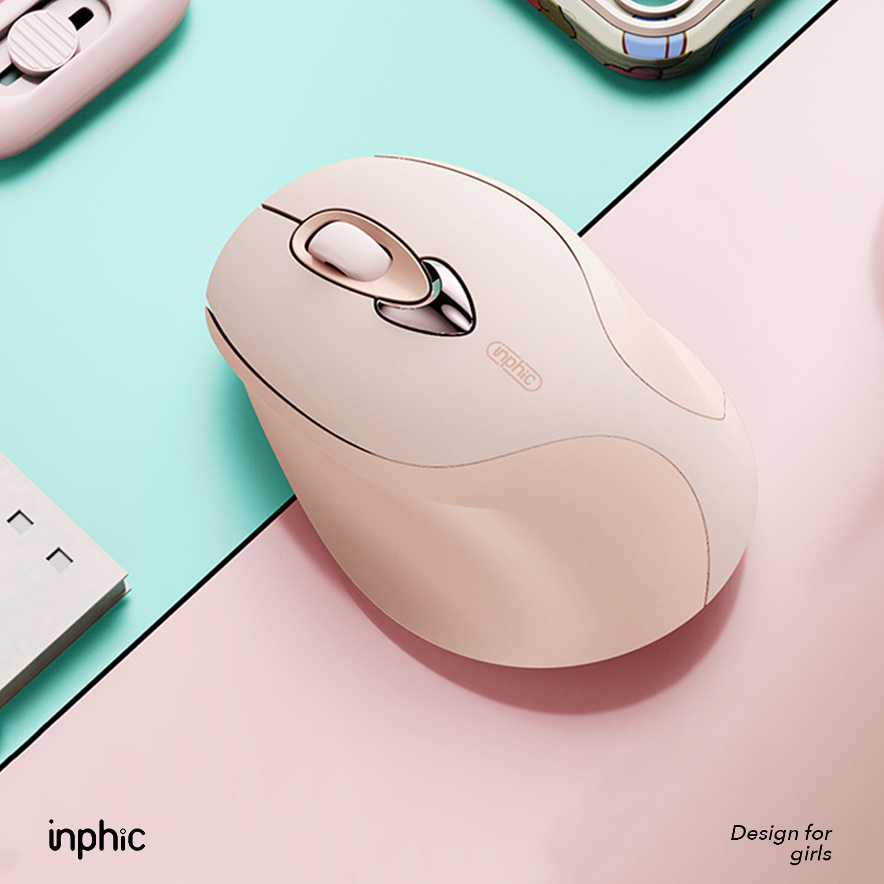 เมาส์ไร้สาย inphic M8 ดีไซน์สำหรับสาว ๆ มีแบตเตอรี่ในตัว ไม่ต้องใส่ถ่าน ...