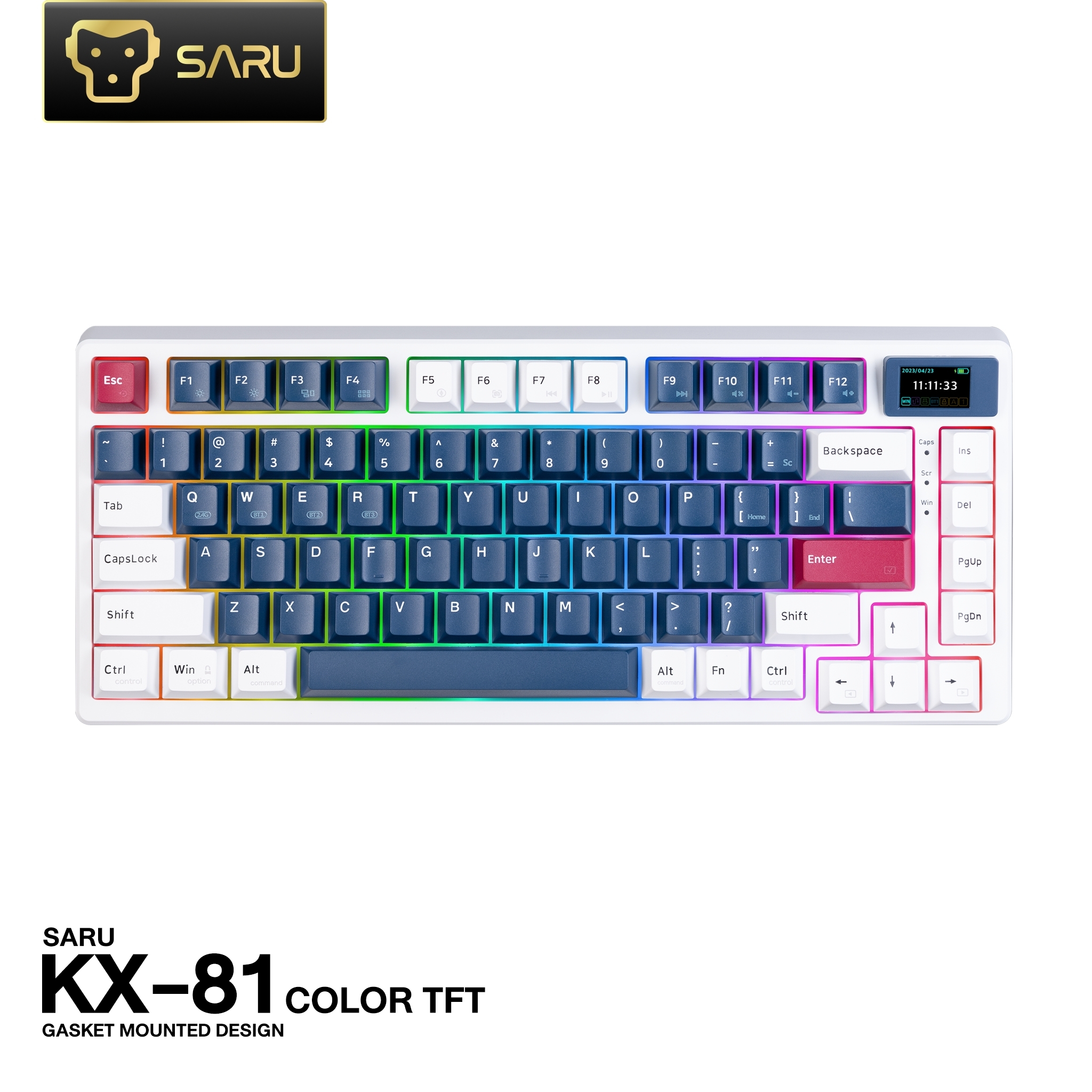 [โค้ดMallลด10%]SARU KX-81 GASKET MOUNTED CUSTOM KEYBOARD COLOR TFT(EN ...